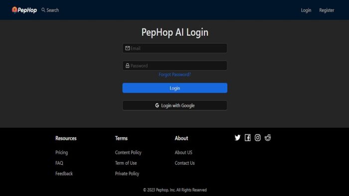 PepHop AI Login - Open AI Master
