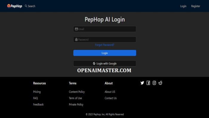 PepHop AI Login - Open AI Master