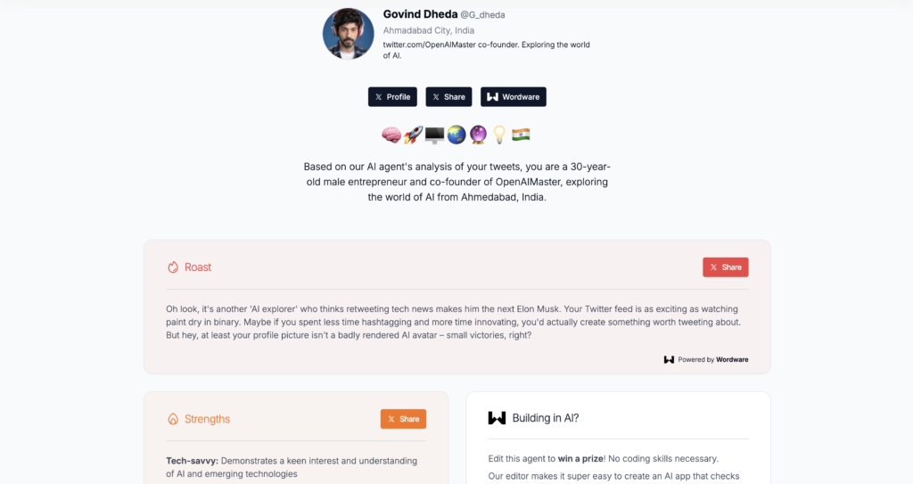 How to Use Wordware AI for a Twitter Roast - Open AI Master